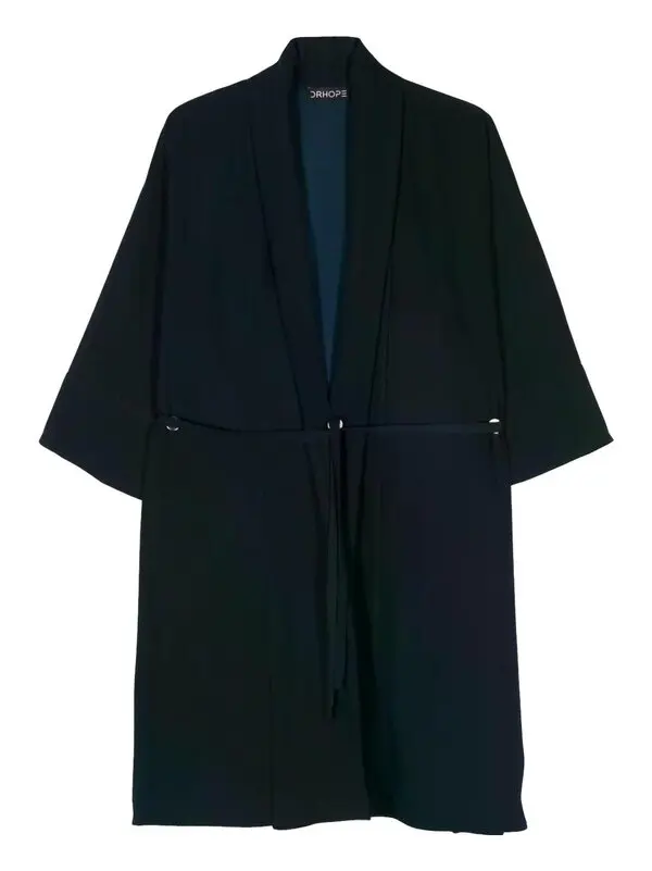 DRHOPE Crepe Belted Coat - Blue