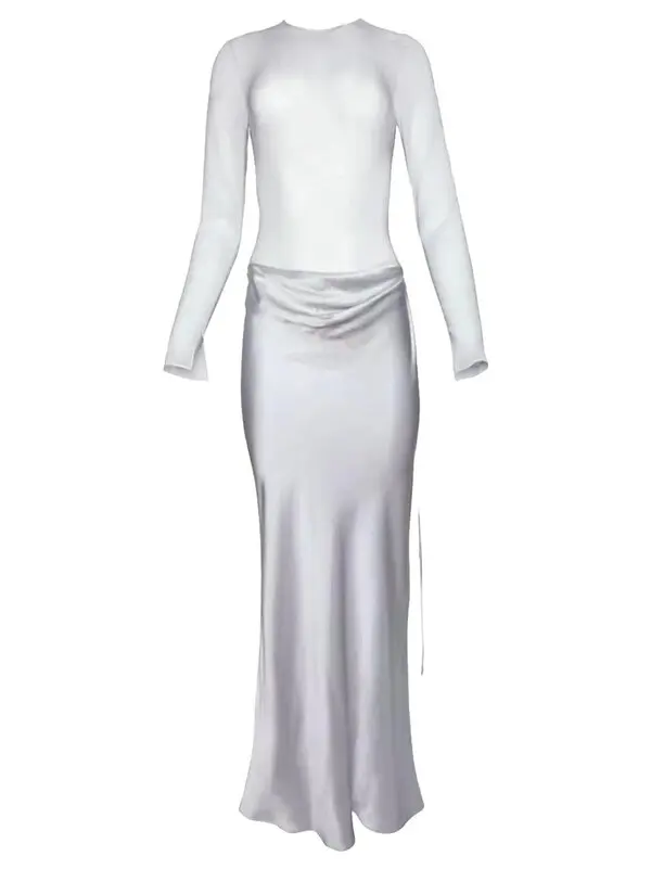 Christopher Esber Silk Draped Maxi Dress - Silver