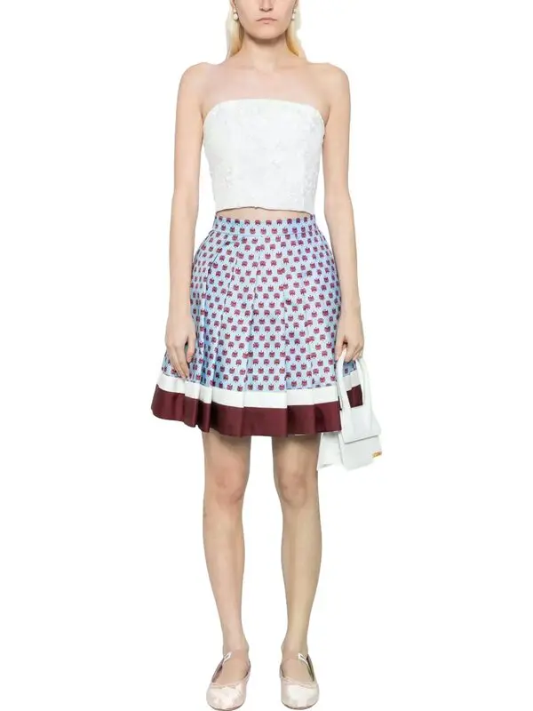 MACGRAW Calligraphy Strapless Embroidered Top - Neutrals