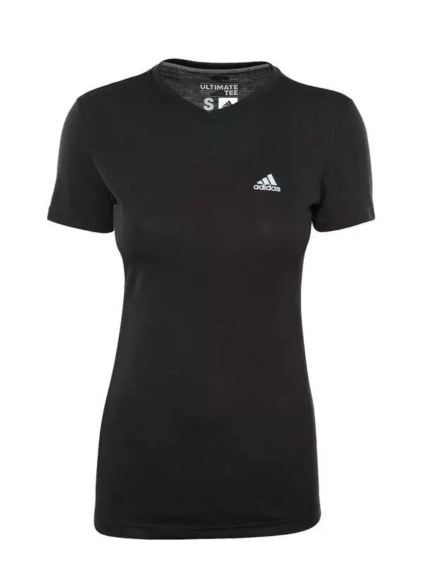Adidas Ultimate" V-neck T-shirt With Chest Logo - Black