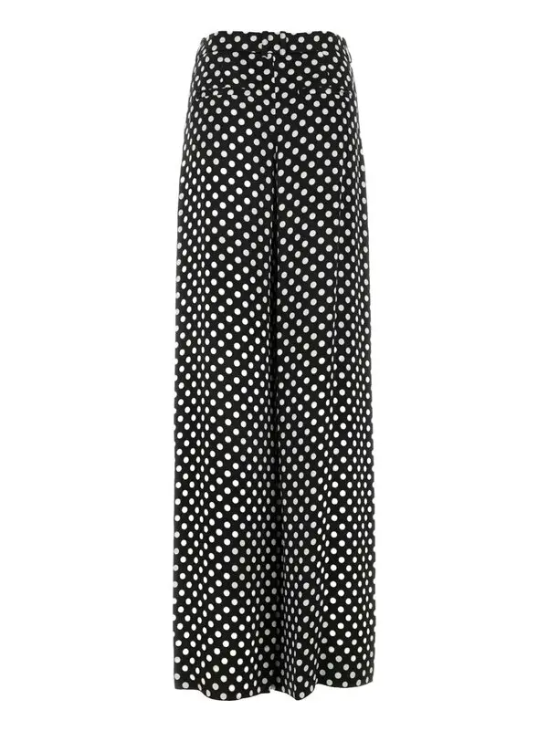 Saint Laurent Polka Dot Tailored Silk Trousers - Black