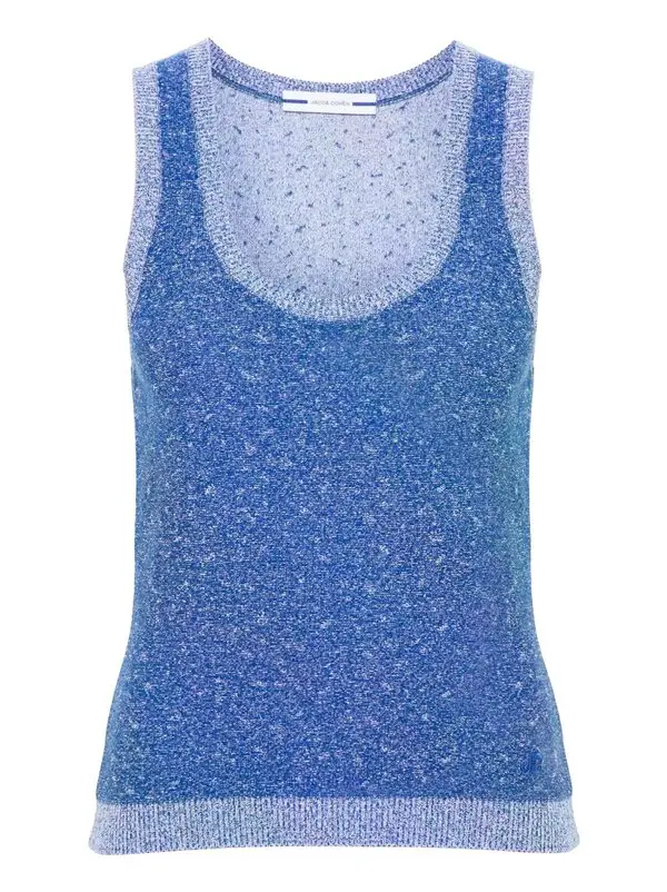 Jacob Cohen Logo-embroidered Bouclé Top - Blue