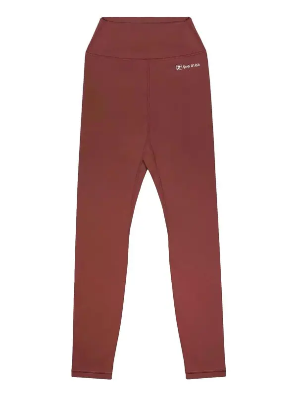 SPORTY & RICH Runner Script High-waisted Leggings - Red