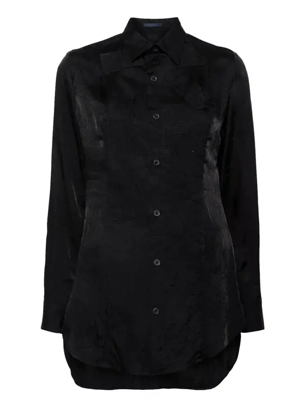 Yohji Yamamoto Panelled Crease Effect Shirt - Black