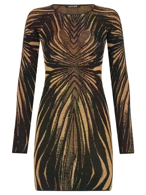 Roberto Cavalli Graphic Print Mini Dress - Black
