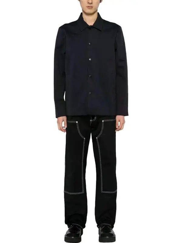 ALPHA TAURI Logo-appliqué Button-up Shirt Jacket - Black