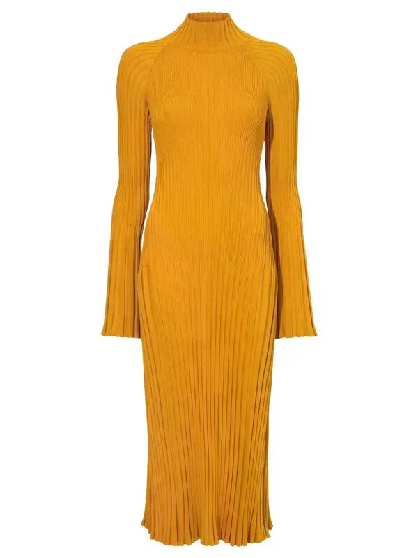 Proenza Schouler Ribbed Roll-neck Midi Dress - Orange