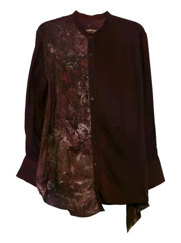 ZIGGY CHEN Bordeaux Draped Shirt - Red