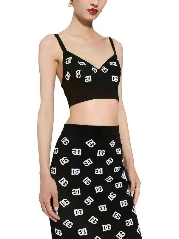 Dolce & Gabbana Dg Logo Knit Top - Black