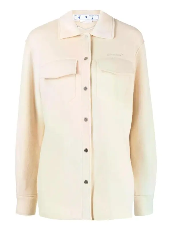Off-White Embroidered Logo Shirt Jacket - Neutrals