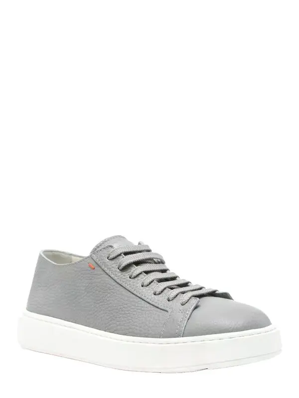 Santoni Leather Lace-up Sneakers - Grey