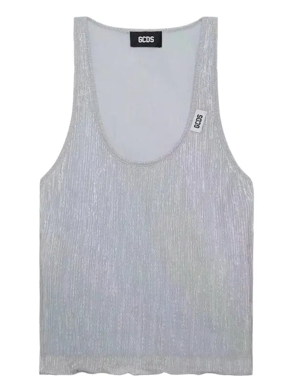 Gcds Sleeveless Lurex Tank Top - Silver