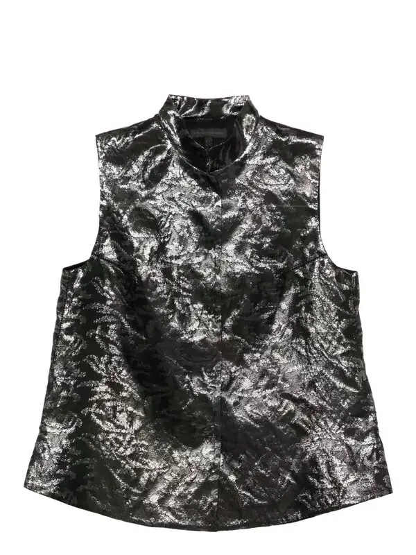 Shiatzy Chen Mandarin Collar Jacquard Vest - Black