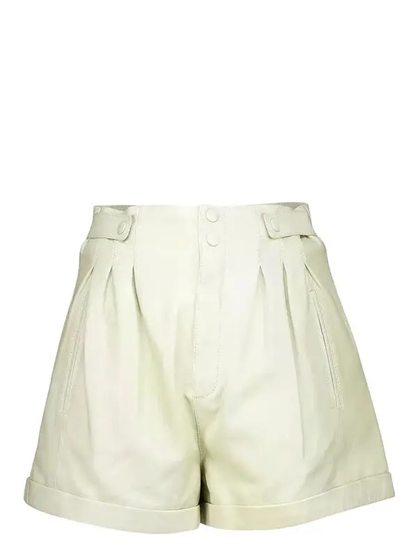 Saint Laurent High-waisted Leather Shorts With Contrast Stitching - Neutrals