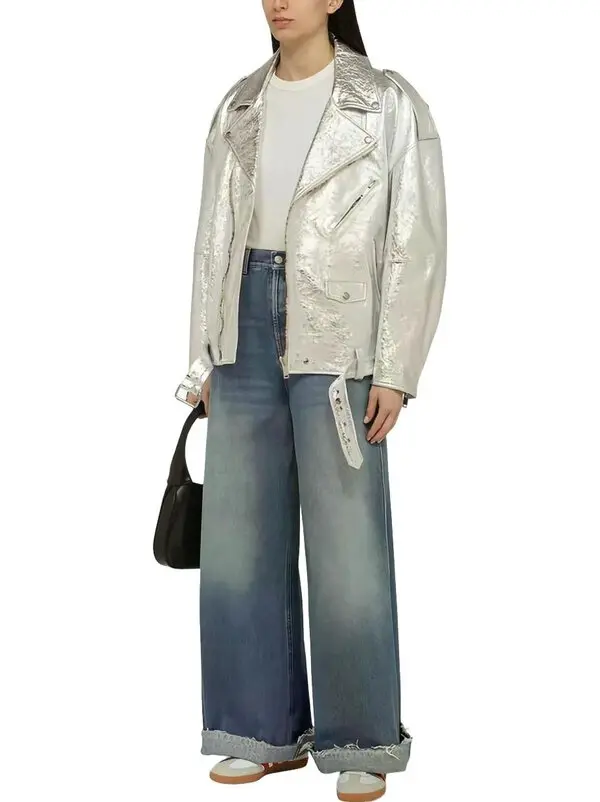 HALFBOY Leather Biker Jacket - Silver