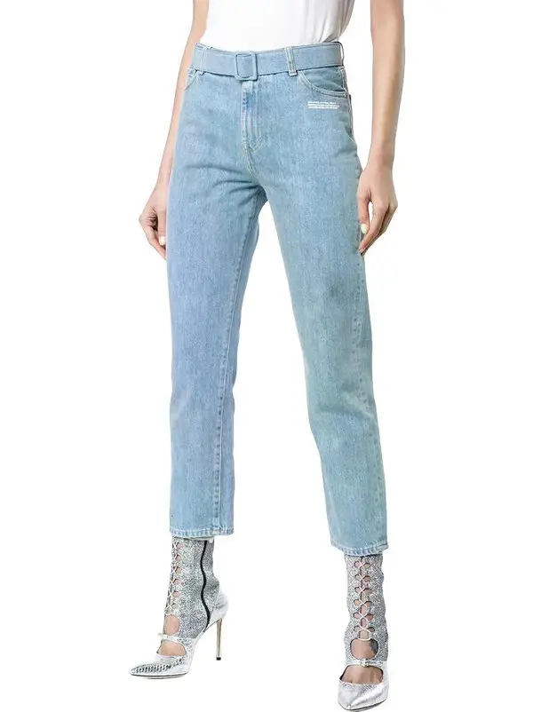 Off-White Mid Rise Cropped Jeans - Blue
