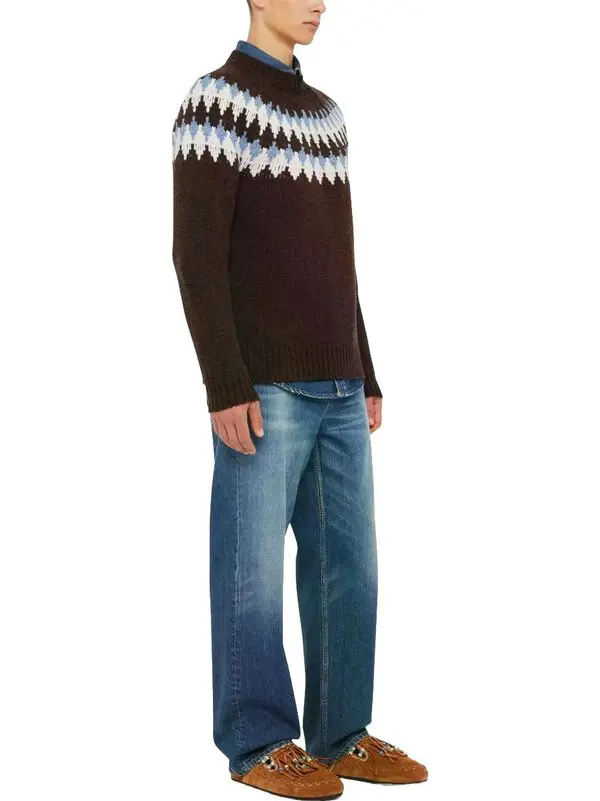 Alanui Fair Isle Intarsia-knit Wool Sweater - Brown
