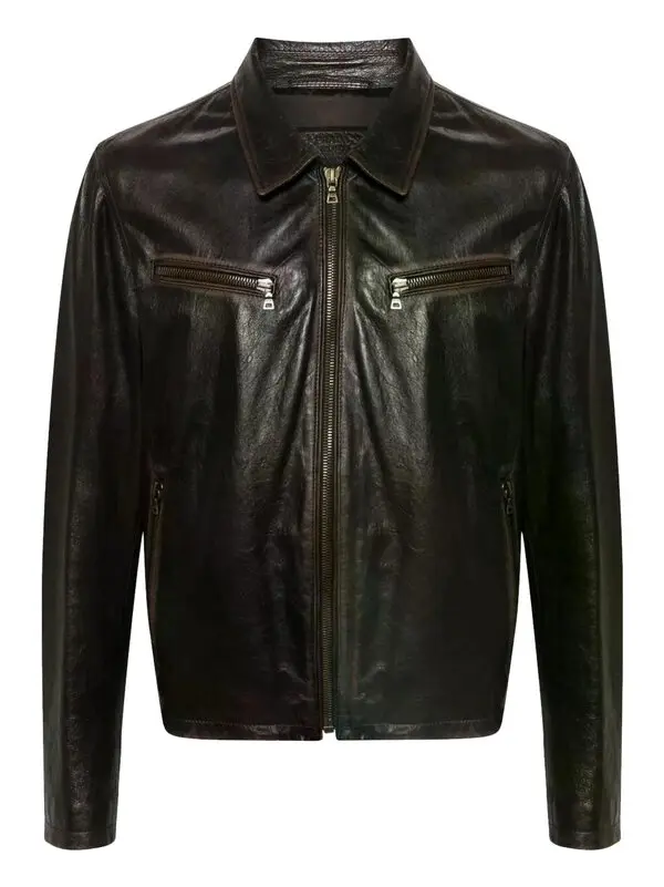 Prada Leather Shirt Jacket - Brown