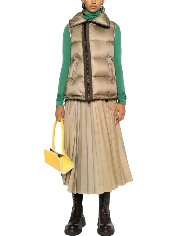 Sacai Plissé Midi Skirt - Neutrals