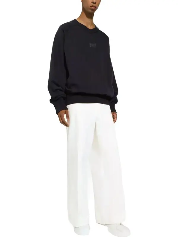Dolce & Gabbana Logo-plaque Cotton Sweatshirt - Blue