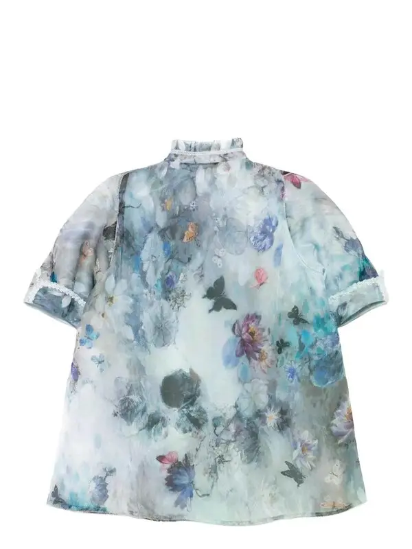 Shiatzy Chen Mandarin Collar Printed Shirt - Grey