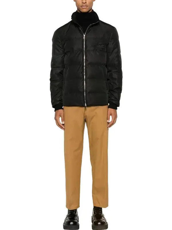 Etro Pegaso Embroidered Puffer Jacket - Black