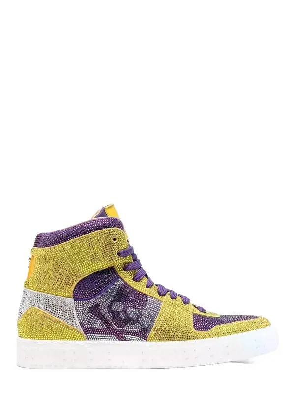 Philipp Plein Embellished Skull High-top Sneakers - Yellow