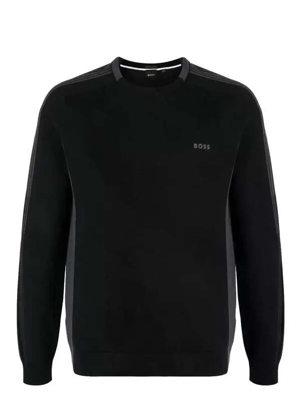 BOSS Colour-block Crew Neck Jumper - Black