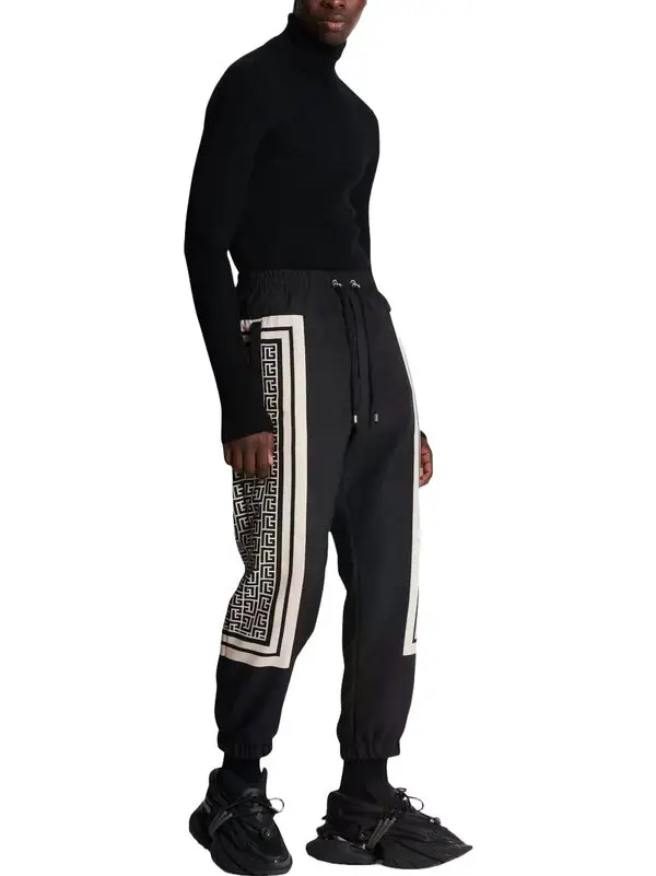 Balmain Monogram-scarf Drawstring Track Pants - Black