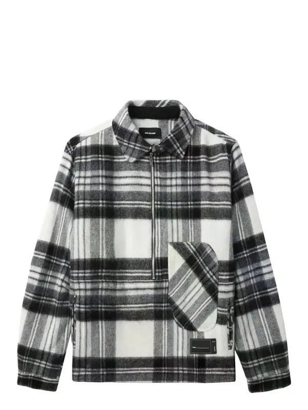 We11Done Half-zip Plaid Wool Shirt - Grey