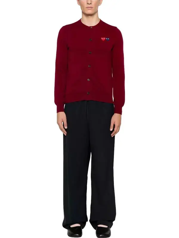 Play Comme Des Garcon Heart-patch Cardigan - Red