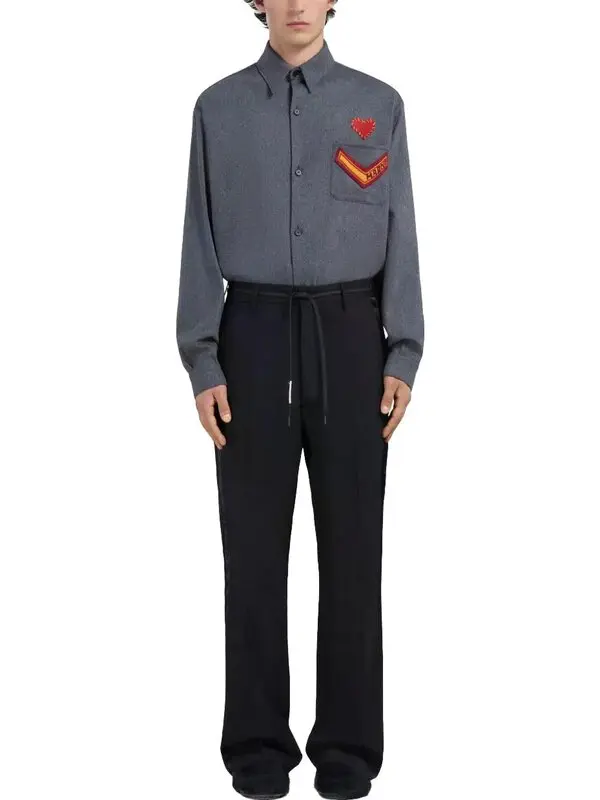 Marni Virgin Wool Satin Stripe Trousers - Black