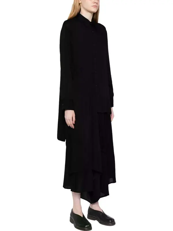 Yohji Yamamoto Asymmetric Long-sleeve Shirtdress - Black