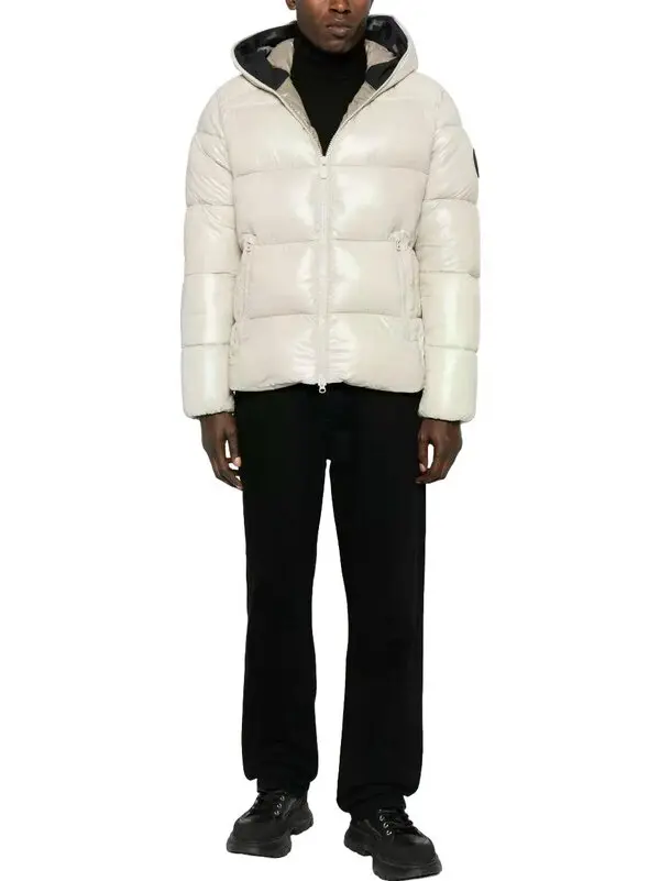 SAVE THE DUCK Padded Logo Patch Hooded Jacket - Neutrals