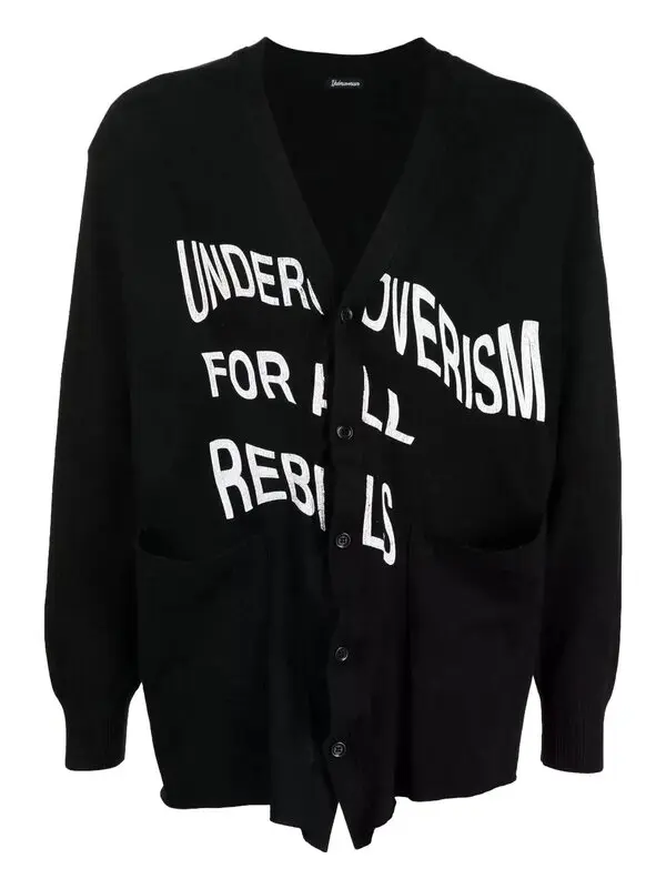 UNDERCOVERISM Logo-print V-neck Cardigan - Black