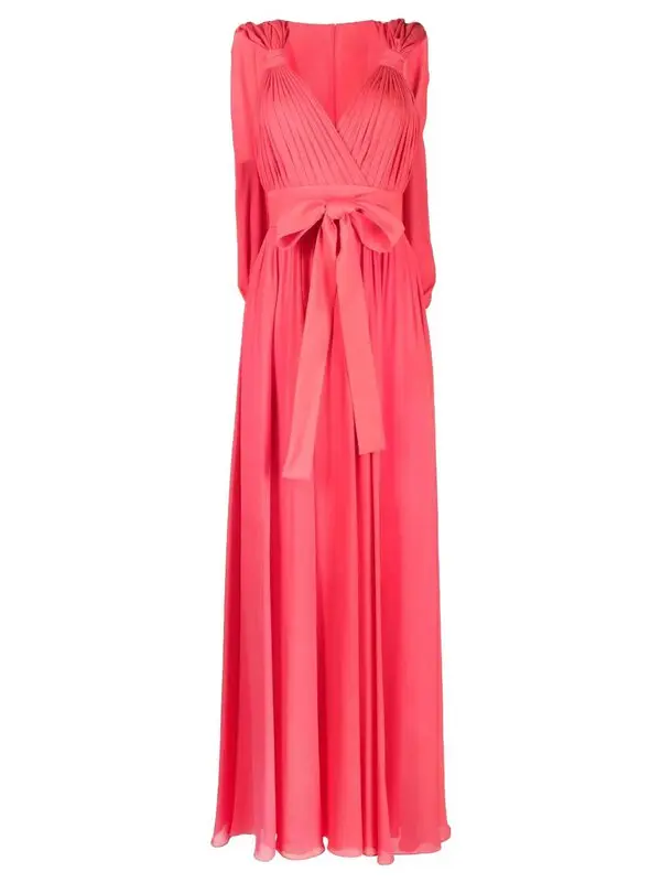 Elie Saab Bow-detail Double Georgette Gown - Red