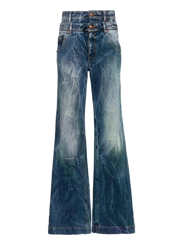 Versace Double Waist Wide-leg Jeans - Blue