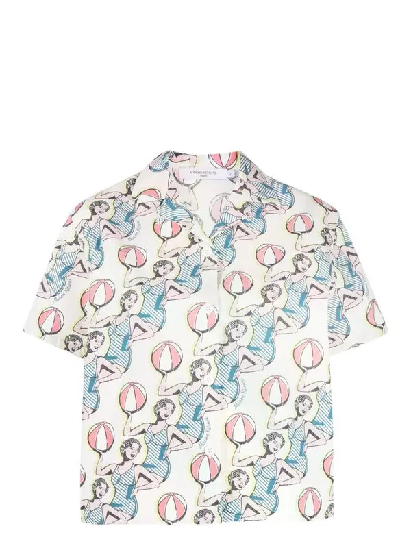 Maison Kitsuné Graphic Print Cotton Shirt - Neutrals