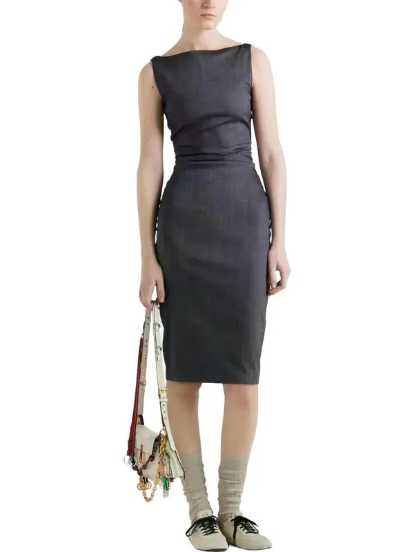 Prada Ruched Midi Dress - Grey