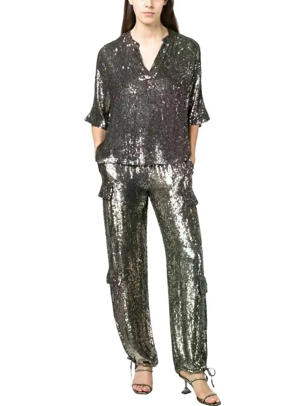 P.a.r.o.s.h Gamma Sequin-embellished Trousers - Grey
