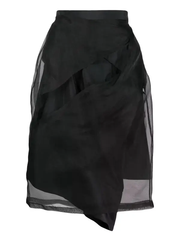 Undercover High-waisted Asymmetric Tulle Skirt - Black