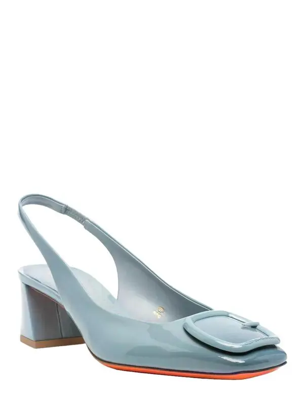 Santoni Patent Leather Slingback Pumps - Blue