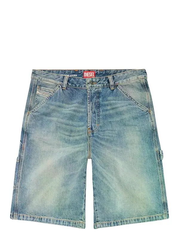DIESEL® Sky Cotton Denim D-livery Carpenter Shorts - Blue