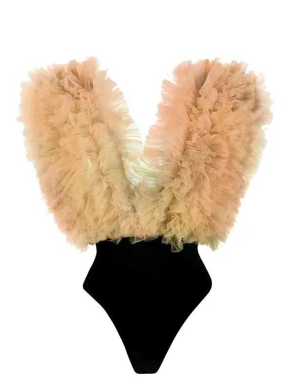 Alchemy Fashions X Lia Aram Organza Ruffle Bodysuit - Neutrals