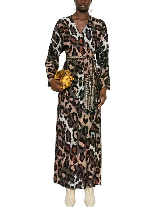 Diane Von Furstenberg Babette Maxi Dress With Abstract Print And Plunging V-neck - Black