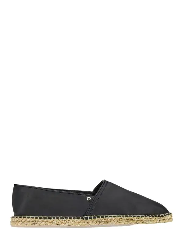 FERRAGAMO Gancini Buckle Leather Espadrilles - Black