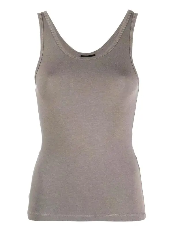THOM KROM Contrast Stitch Scoop Neck Tank - Grey