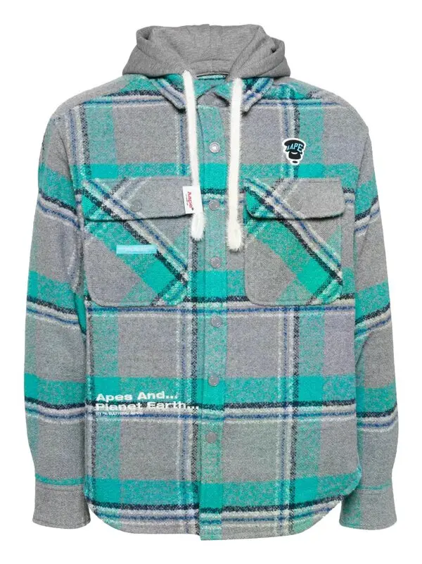 AAPE BY *A BATHING APE Check-pattern Hooded Jacket - Grey