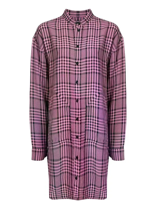 Colville Asymmetric Hem Checked Shirt - Pink