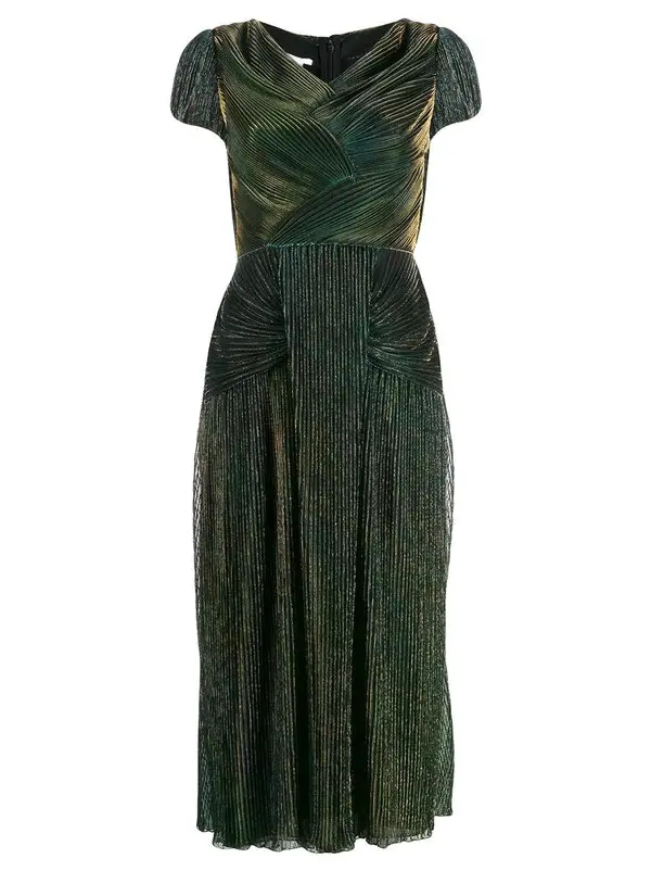 Marco De Vincenzo Pleated Metallic Evening Dress - Blue